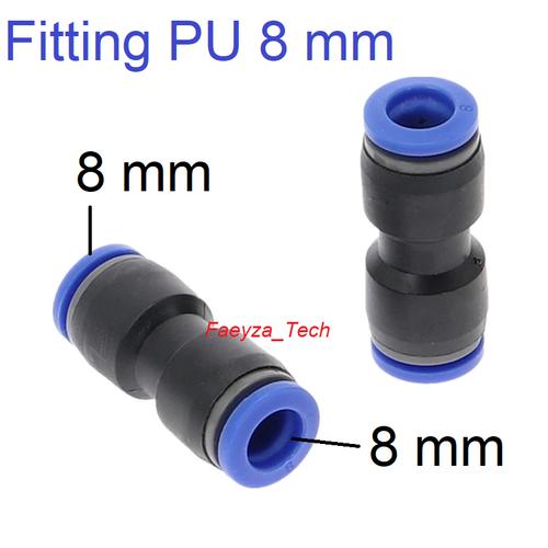 Jual FITTING PU LURUS 8mm. | SOCK PU 8 MM UNION | sambungan Selang Pu 8 ...