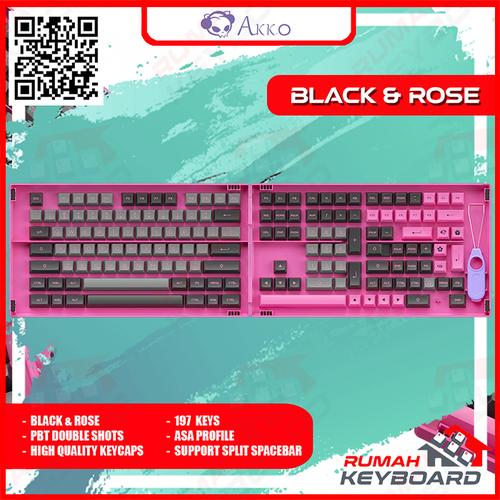 Jual KEYCAP - KEYCAPS - ASA - AKKO BLACK & ROSE - PBT KEYCAP SET - 197 ...