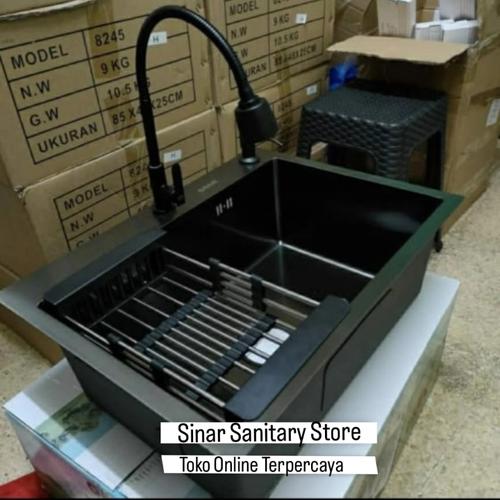 Jual Tempat Cuci Piring Hitam 6045/Kitchen Sink Black Set Paket Lengkap ...