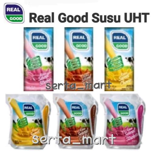 Jual Real Good Susu UHT Pouch 125ml - Susu Bantal 150ml Strawberry ...