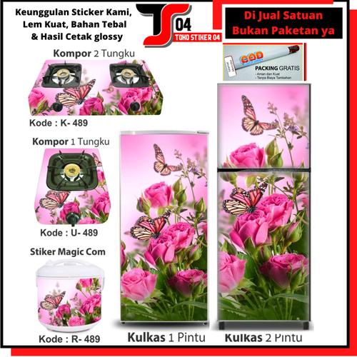 Jual stiker kulkas 1 pintu 2 Pintu/kompor/magicom motif kupu-kupu pink ...