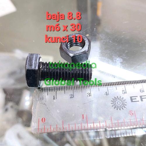 Jual baut mur baja m6x30 kunci 10 baut 10 baja 8.8 FULL DRAT HTB baut 10 88 - Jakarta Barat ...