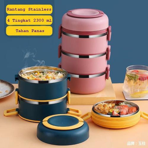Jual Rantang Tempat Makan Nasi Lauk Stainless SUS304 4 Tingkat 2300ml ...
