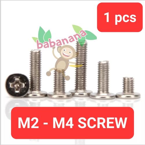 Jual Screw Philips M2-M4 Flat Head Plus Silver baut laptop sekrup rata ...