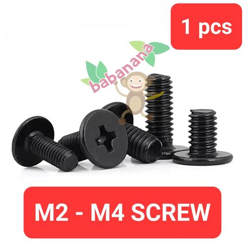 Jual Screw Philips M2-M4 Flat Head Plus Hitam baut laptop sekrup rata ...