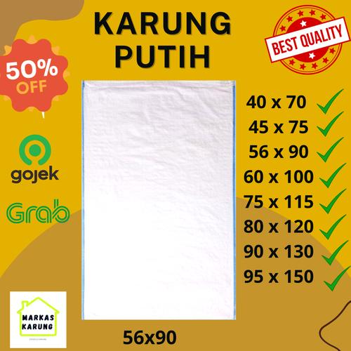 Jual Karung Plastik Putih List Biru 56cm X 90cm TOP karung beras ...