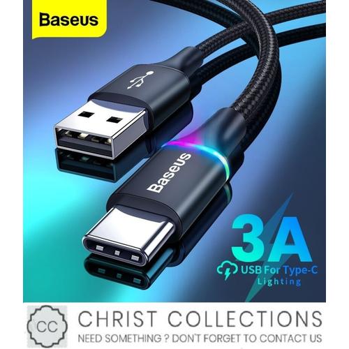 Promo BASEUS KABEL DATA USB TYPE C FAST CHARGING QC 3.0 3A LED COLORED ...