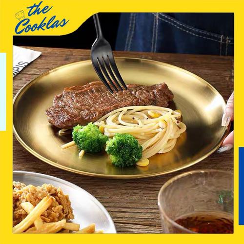 Jual Piring Emas Stainless Steel | Piring Makan Cantik | Piring Steak ...