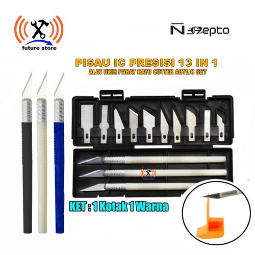 Promo NEPTO Pisau IC 13 Mata Gagang Plastik Pen Cutter Pisau Ukir ...