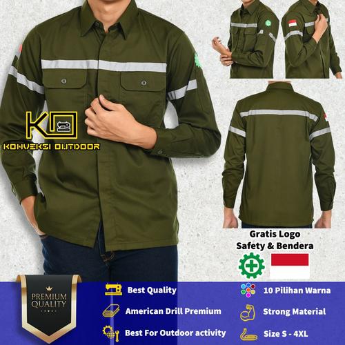 Promo Baju Seragam Atasan Kemeja Safety Wearpack Proyek Warepack Hijau ...