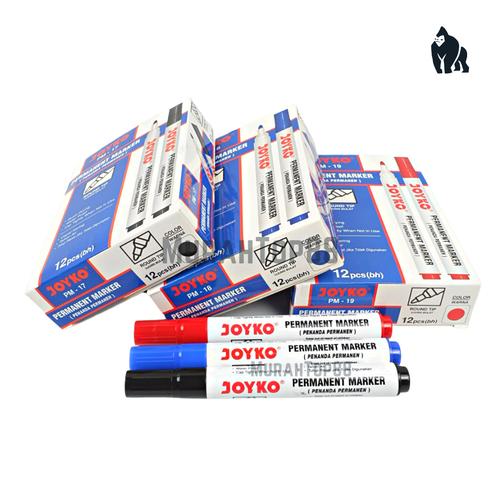 Jual Joyko Permanent Marker Hitam Biru Merah / Spidol Permanen PM 17 18 ...