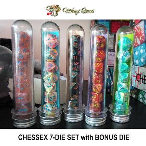 Jual CHESSEX Polyhedral 7-DIE Set with BONUS DIE Test Tube Lab Dice ...