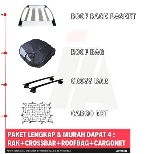 Jual Paket Rak Mobil + Cross bar + Roof bag + Cargo net Jaring ...