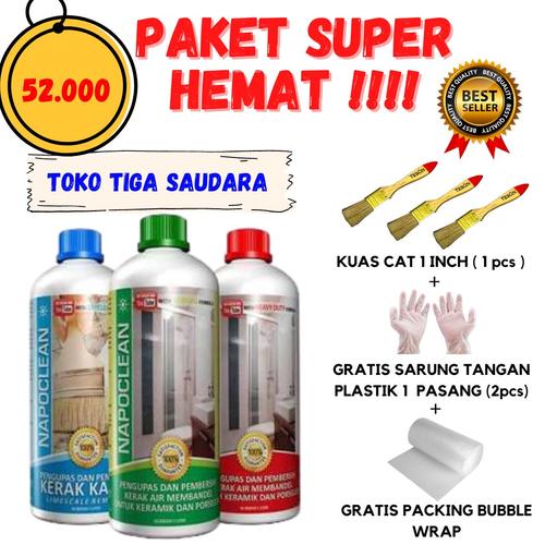 Promo NAPOCLEAN 1 LITER PLUS KUAS CAT 1 INCH | PEMBERSIH KERAMIK ...