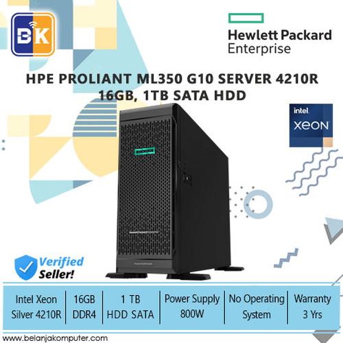 Jual HPE ProLiant ML350 Gen10 4210R, 16GB, 1TB HDD SATA SFF, 3YR ...