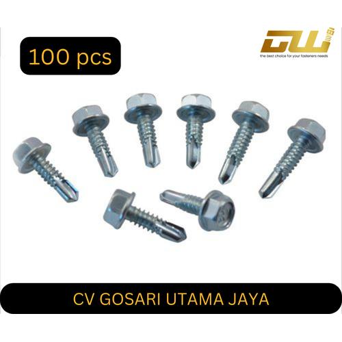 Jual Sekrup Roofing Putih #10x16 / Baut Baja Ringan 10x5/8" (1,5CM ...