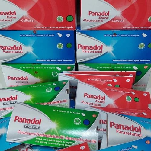 Jual panadol hijau cold flu , panadol biru , panadol extra merah strip ...