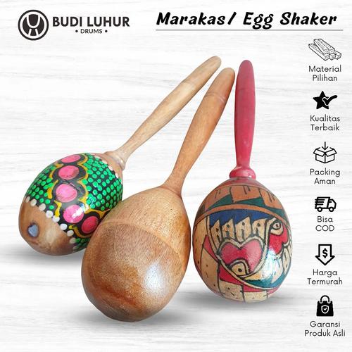 Jual Alat Musik Marakas Telur Gagang Stik Kecil Egg Shaker Kayu Motif ...