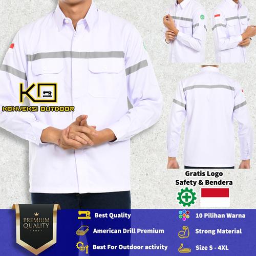 Promo Baju Kemeja Safety Wearpack K3 Proyek Alat Berat Lengan Panjang ...