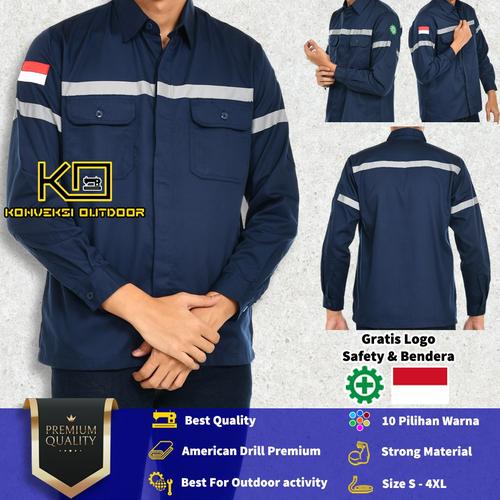 Jual Baju Kemeja Safety Wearpack K3 Proyek Alat Berat Lengan Panjang ...