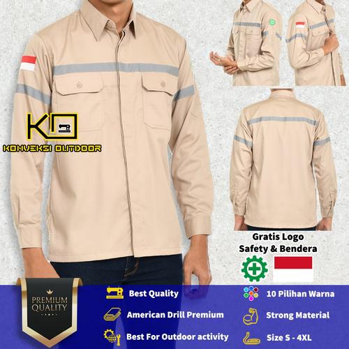 Jual Baju Kemeja Safety Wearpack K3 Proyek Alat Berat Lengan Panjang ...