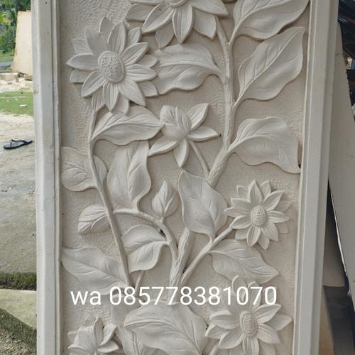 Jual relief batu alam ukir motif bunga matahari - Kab. Gunungkidul ...