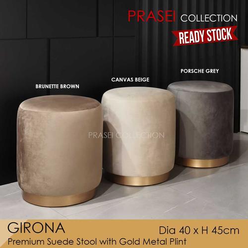 Jual GIRONA - Luxury Suede Stool Pouf Puff Ottoman Kursi Bulat Kain ...