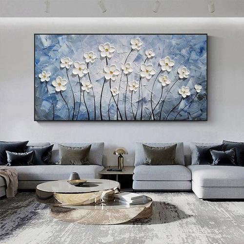 Jual lukisan bunga texture putih modern minimalis - 200x100, noframe ...