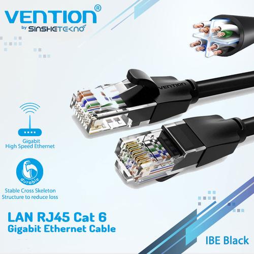 Jual VENTION Kabel LAN RJ45 Cat6 Gigabit Ethernet 1 Meter - Black IBEBF ...
