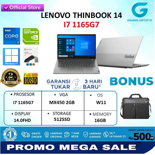 Promo LENOVO THINBOOK 14 CORE I7-1165G7 16GB 512SSD MX450 W11 OHS 14"FHD IPS Cicil 0% 3x ...