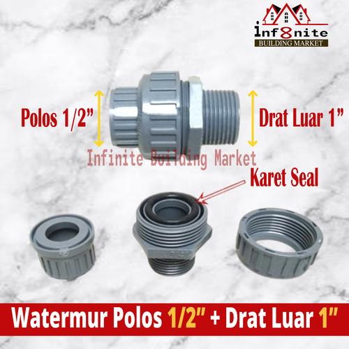 Jual Watermoor Watermur Pompa Union Water Mur Polos 1/2" X Drat Luar 1 ...