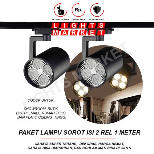 Jual Paket Lampu Sorot Rel 1 Set Isi 2 Spotlight Track Light Rell 35 ...