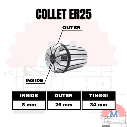 Promo ER25 Spring Collet Adapter collet chuck ER 25 Collet CNC - 8mm ...