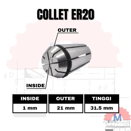 Promo ER20 Spring Collet Adapter collet chuck ER 20 Collet CNC - 1mm ...