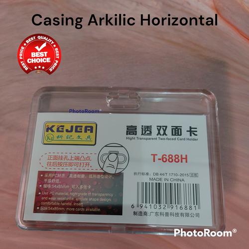 Jual Id Card Holder Acrylic Transparant Kejea Name Tag Id Card Holder mika - Horizontal ...