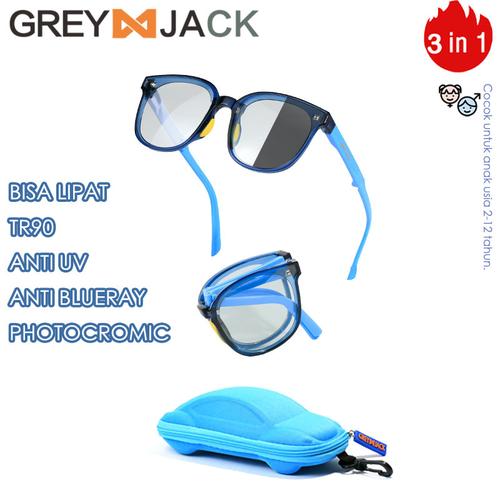 Promo Grey Jack Kacamata Anak Lipat Blueray Photocromic 2IN1 Foldable ...