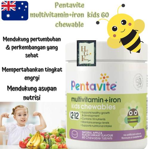 Jual Pentavite Multivitamin + Iron Kids 60 Chewable Tablets - Kota ...