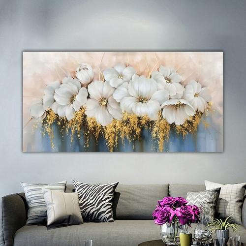 Jual lukisan bunga abstark minimalis plus bingkai - 150x80 + frame ...