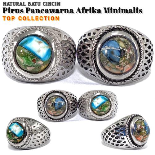Jual Cincin Titanium Batu Akik Natural Pirus Pancawarna Afrika ...