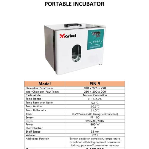 Jual portable incubator inkubator laboratorium PIN 9 merk maskot - Kab ...