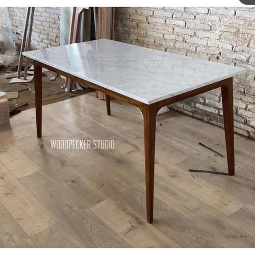 Jual Meja makan jati dengan Top Marmer carrara , meka makan Marbel ...