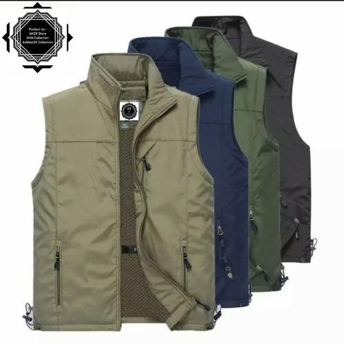 Jual rompi vest outdoor pria simpel saku atas segitiga - Hitam, S - Kab ...