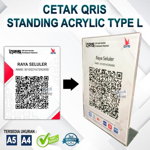 Jual CETAK/PRINT QRIS | STANDING ACRYLIC TYPE L - A5 (14,8x21cm), BW ...