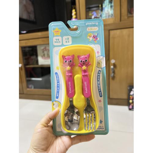 Jual Pinkfong baby shark spoon and fork set with case original korea ...