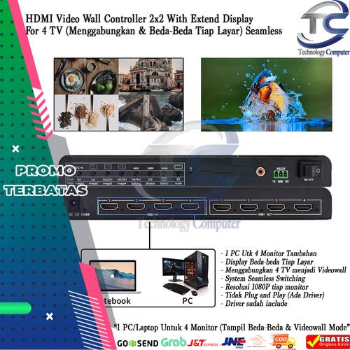 Jual HDMI Videowall Controller 2x2 with Extend Display 1 PC Utk 4 ...