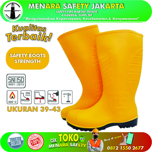 Jual Sepatu Boot Strength Kuning PVC Proyek Safety Steel Toe Cap - 39 ...