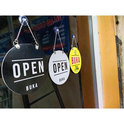 Jual papan open close acrylic elegan bentuk bulat - custom, diameter ...