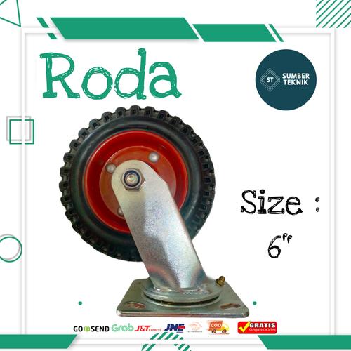 Jual Roda Karet Kembang Hitam Taiwan 6 Inch Hidup / Roda Heavy Duty ...