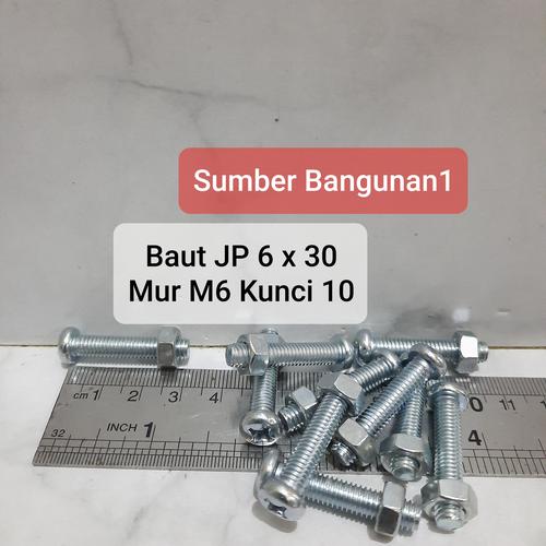 Jual Baut JP 6 x 30 Mur M6 kunci 10 putih 3cm m6x30mm kepala bulat - Kab. Bekasi - Sumber ...