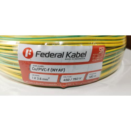 Jual Federal Kabel NYAF 2.5mm @100Mtr Kabel Serabut - kuning hijau ...